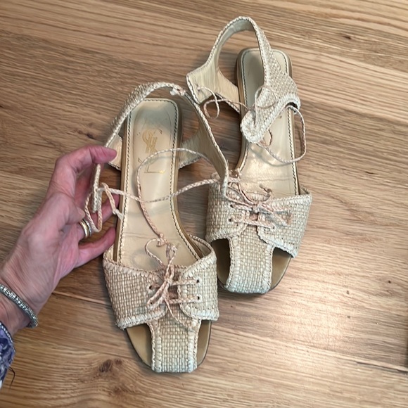 Yves Saint Laurent | Shoes | Ysl Woven Leather Backed Raffia Summer ...